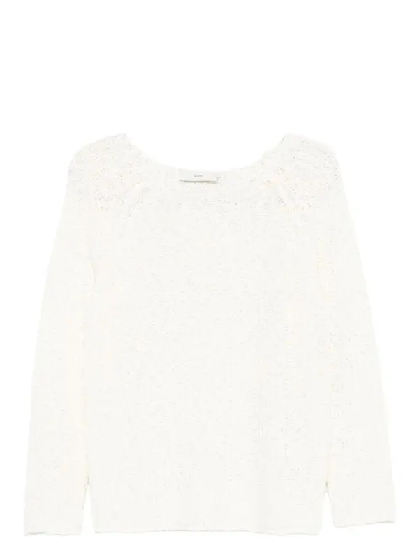 DUNST Crochet Crewneck Jumper - Avorio