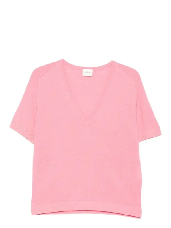 Closed Linen And Cotton V-neck Sweater - Rosa