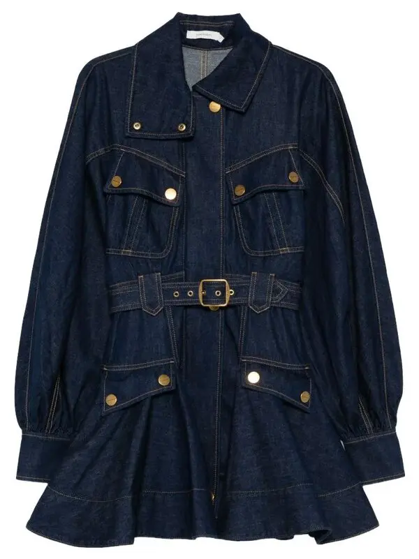 Zimmermann Luna Denim Utility Mini Dress - Blu