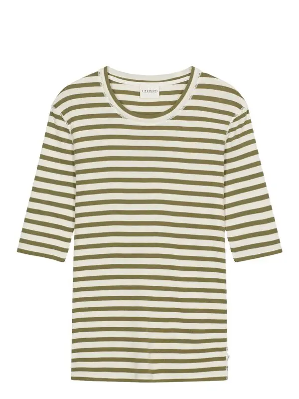 Closed Striped Cotton Blend Sweater - Verde