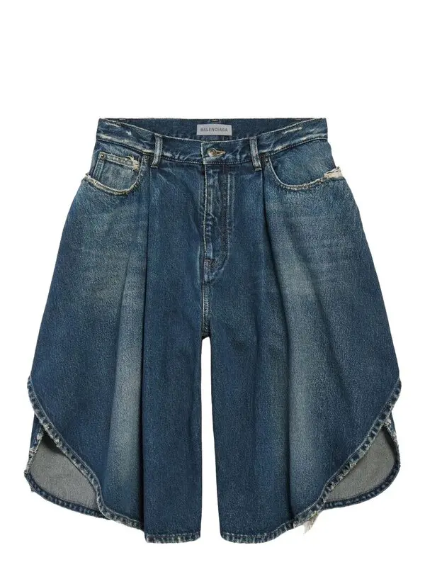 Balenciaga Denim Cotton Bermuda - Blue
