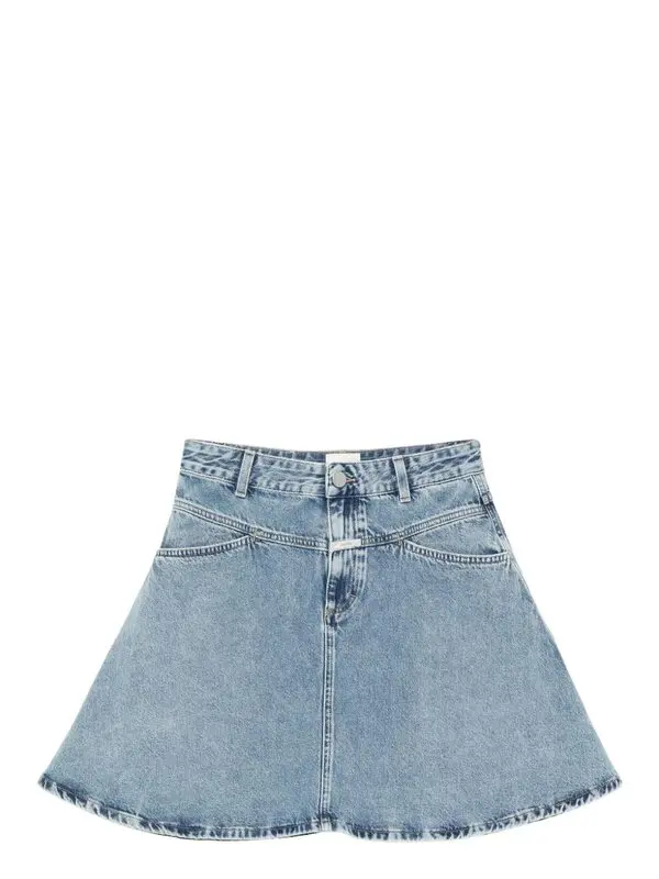 Closed Volant Mini Skirt - Blu