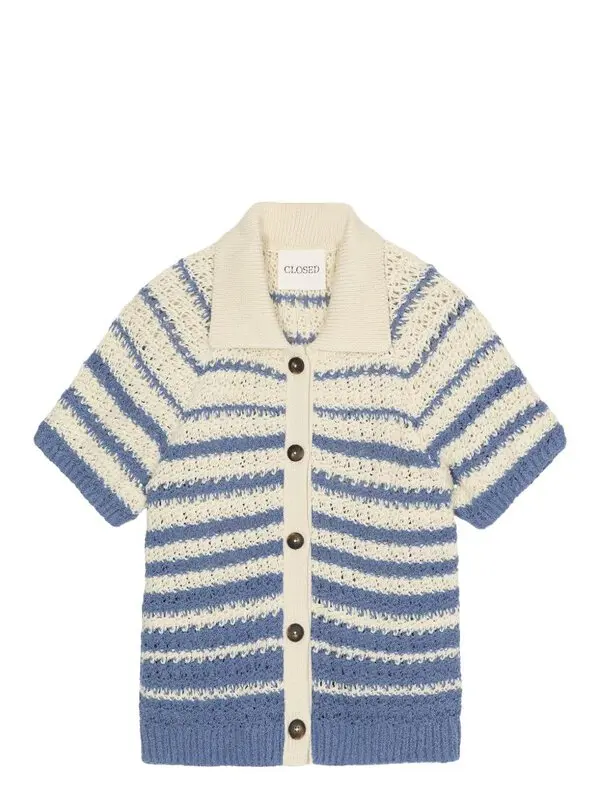Closed Striped Cotton Cardigan - Blu