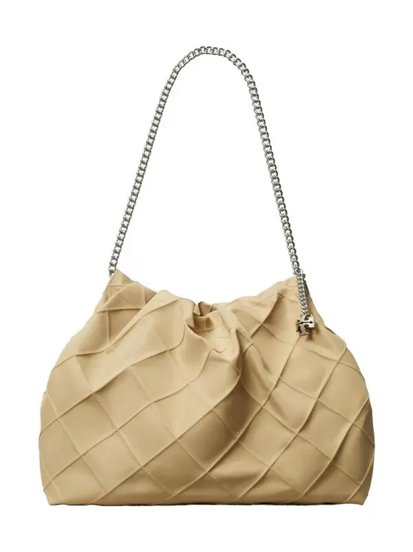 Tory Burch Fleming Nylon Hobo Bag - Crema