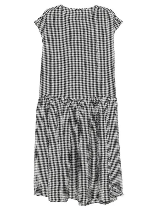 Apuntob Gingham Check Cotton Midi Dress - Nero