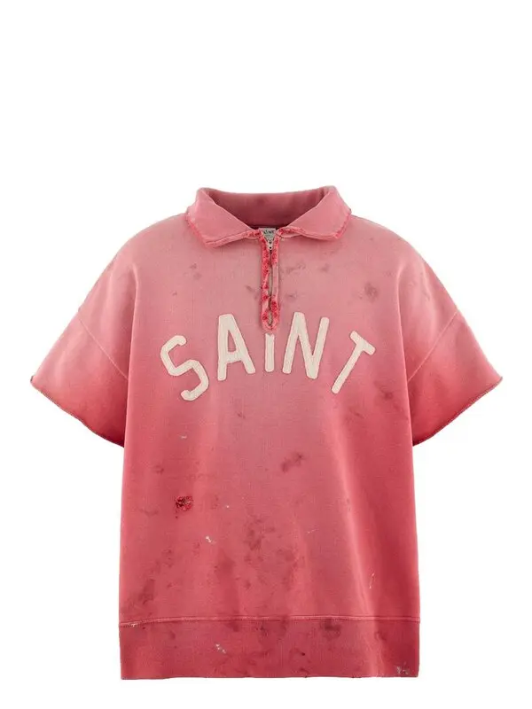 SAINT MXXXXXX Logo Cotton Polo Shirt - Rosso