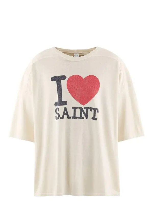 SAINT MXXXXXX Printed Cotton T-shirt - Bianco