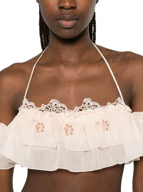 Ermanno Scervino Embroidered Lace Trim Blouse - Rosa