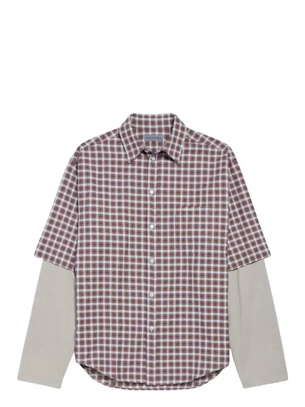 Balenciaga Checked Cotton Shirt - Rosso