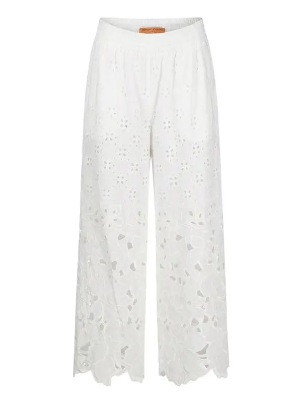 Ermanno Scervino Cotton Floral-motif Openwork Trousers - Bianco