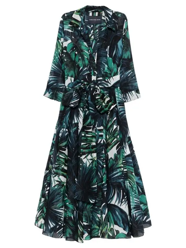 Samantha Sung Aster Cotton Midi Dress - Green