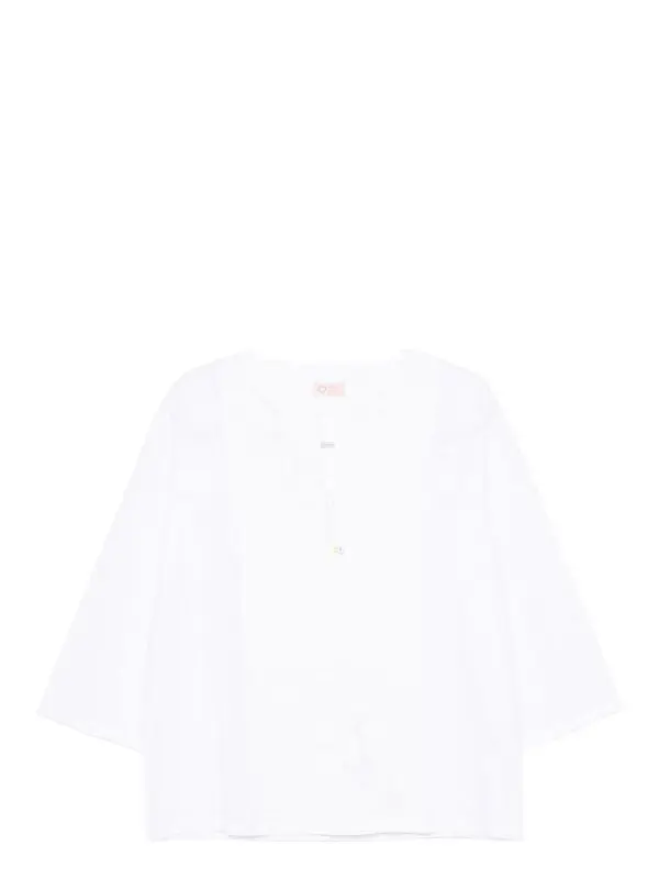 RELAX RE LUX Cotton Shirt With 3/4 Sleeves - Bianco