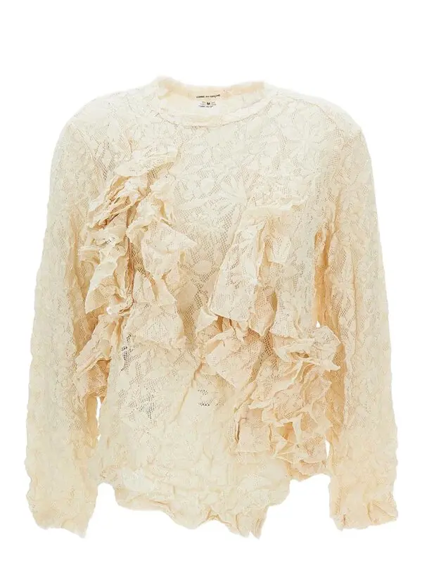 Comme Des Garçons Ruffled Floral Top - Ivory