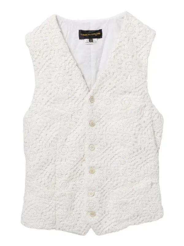 Comme Des Garçons Floral Embroidered Lace Vest - Bianco