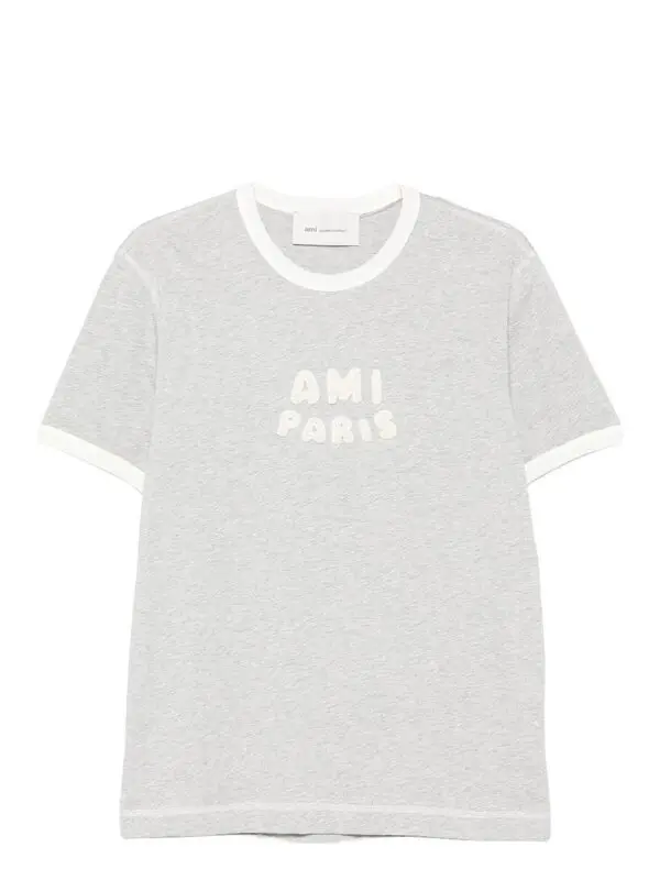 Ami Logo Appliqué Crewneck T-shirt - Grigio