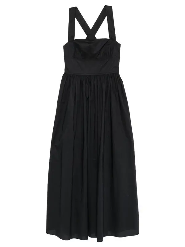 Matteau Square Neck Sleeveless Cotton Midi Dress - Nero