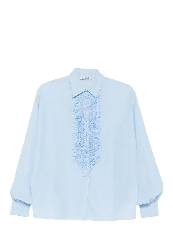 SOSUE Antonia Cotton Shirt With Ruffled Front - Azzurro