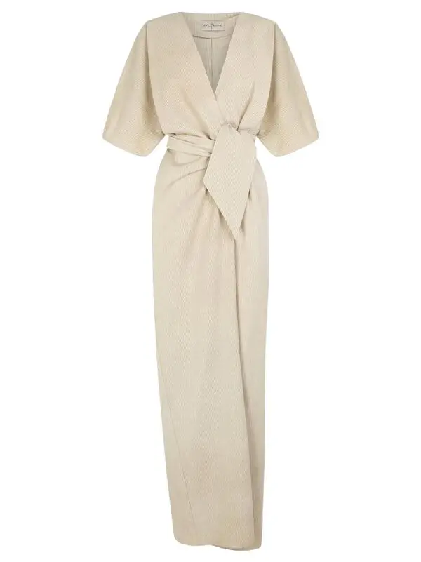CORTANA Ryo Cotton And Linen Maxi Dress - Beige