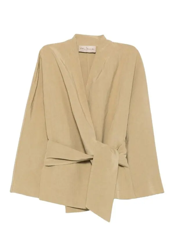 CORTANA Simona Linen And Silk Jacket - Kaki