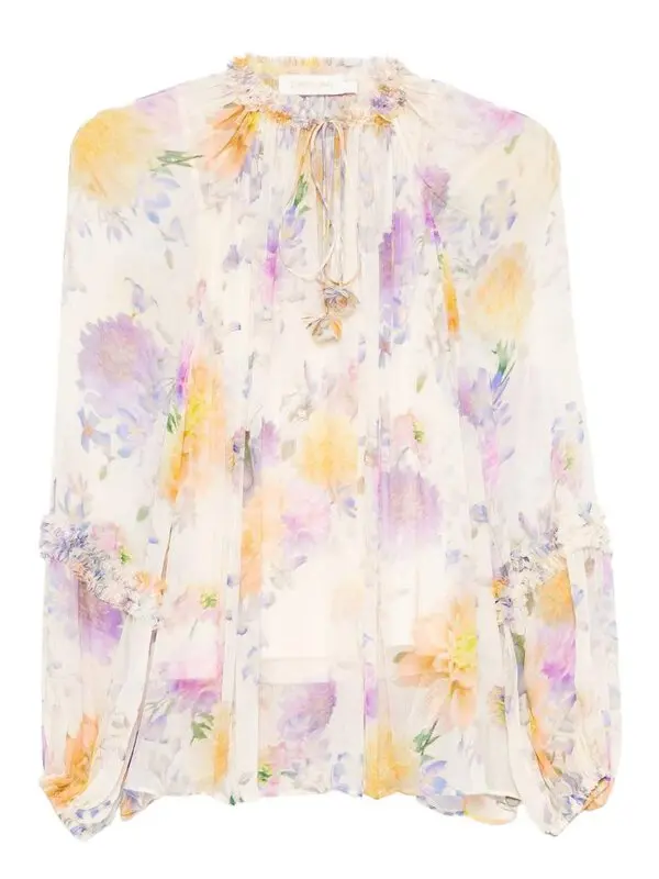 Zimmermann Luna Printed Blouse - Crema