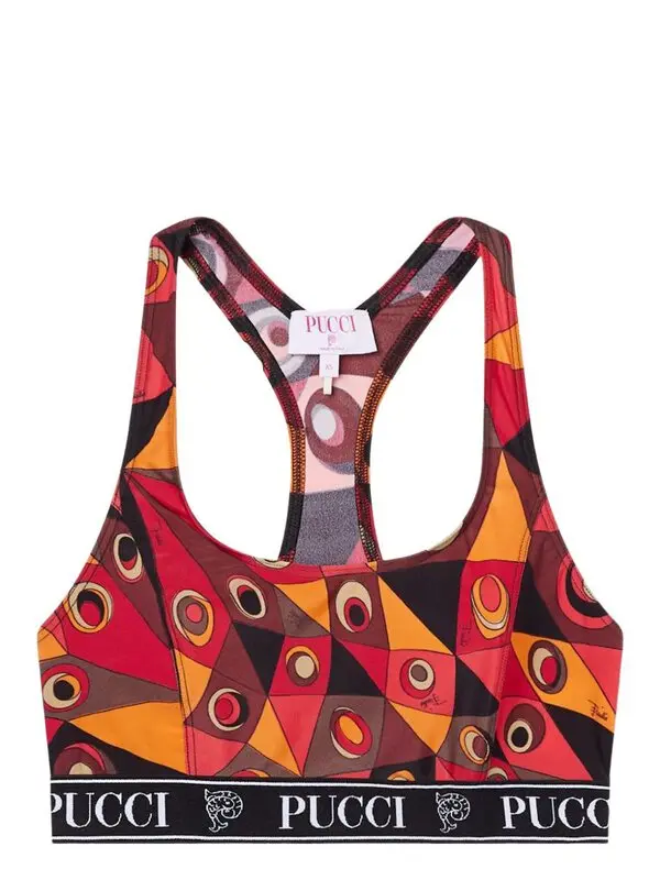 Emilio Pucci Geometric Print Racerback Bralette - Arancio