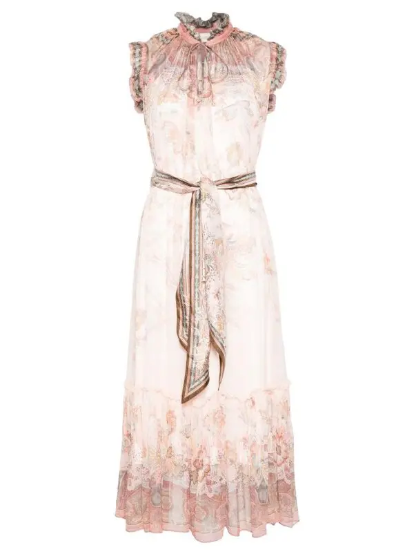 Zimmermann Alchemy Flutter Dress Paisley Print Maxi - Cipria