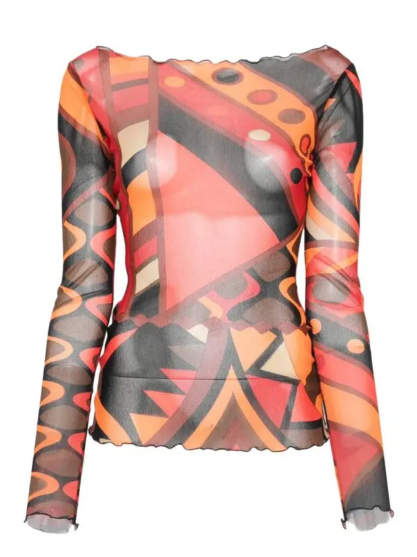 Emilio Pucci Printed Tulle T-shirt - Arancio