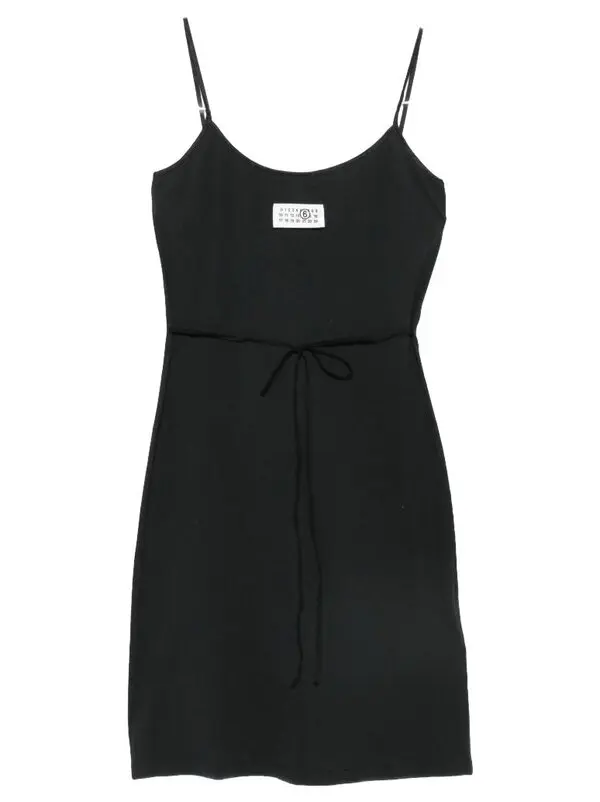 MAISON MARGIELA Black Cotton Logo Patch Mini Dress - Nero