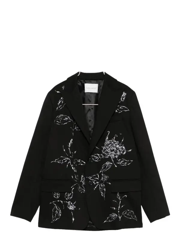 HIPPY REALISTI Single Breasted Floral Print Blazer - Nero