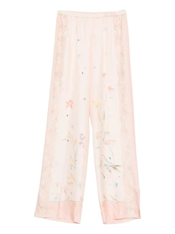 FORTE_FORTE Printed Silk Trousers - Rosa
