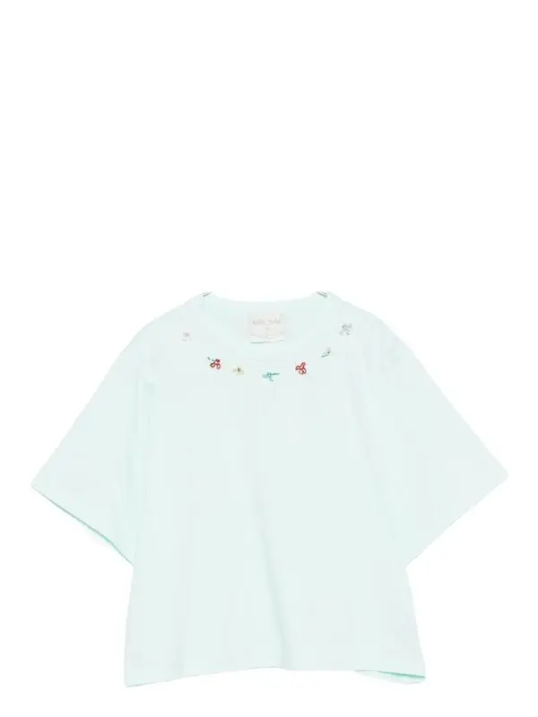 FORTE_FORTE Embroidered Cotton T-shirt - Azzurro