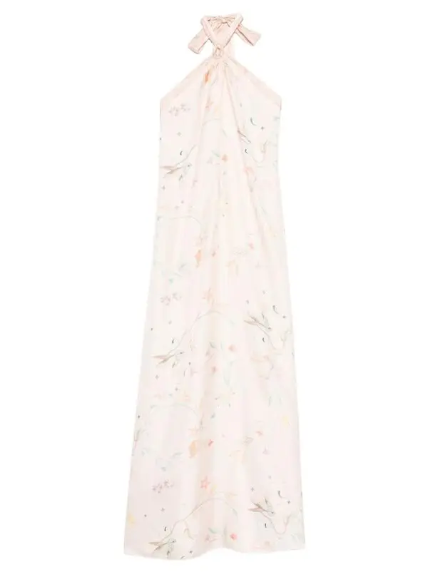 FORTE_FORTE Printed Silk Halterneck Maxi Dress - Rosa