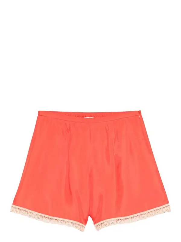 FORTE_FORTE Lace Trimmed Twill Shorts - Rosso