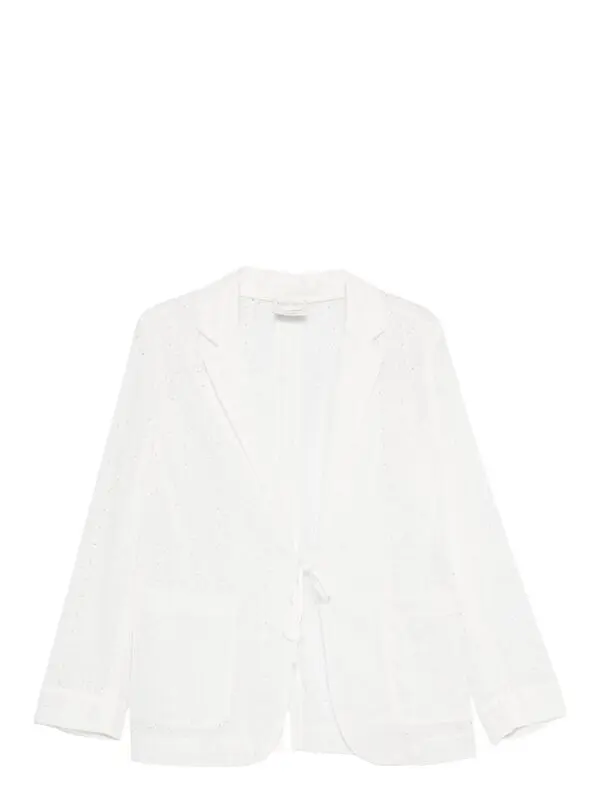 FORTE_FORTE Embroidered Cotton Jacket With Crystal Eyelet Detail - Bianco