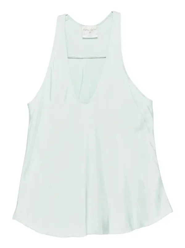 FORTE_FORTE V-neck Sleeveless Twill Tank - Azzurro