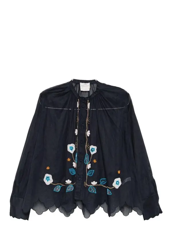 FORTE_FORTE Embroidered Cotton Shirt - Blu