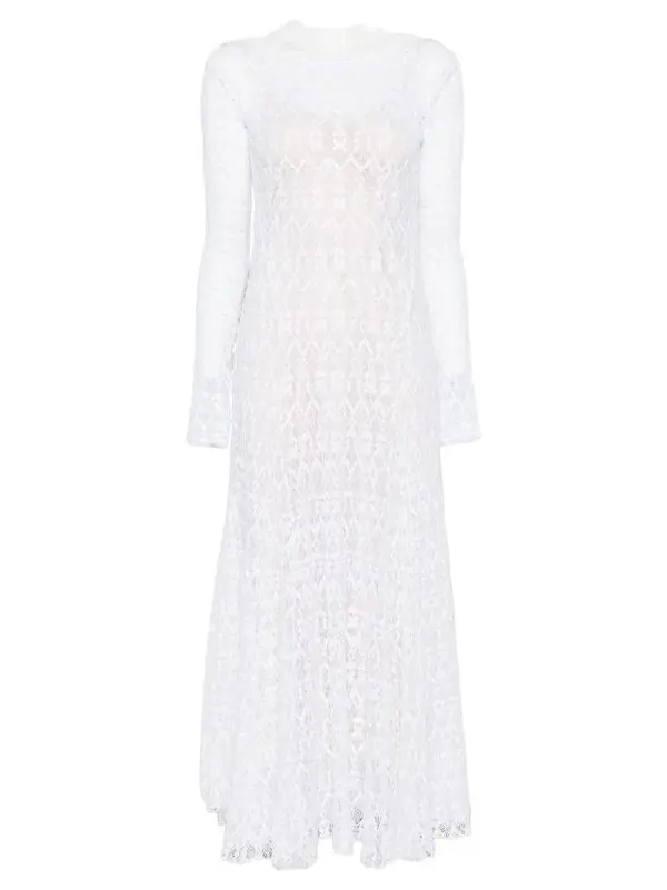 FORTE_FORTE Lace Long Sleeve Maxi Dress - Bianco