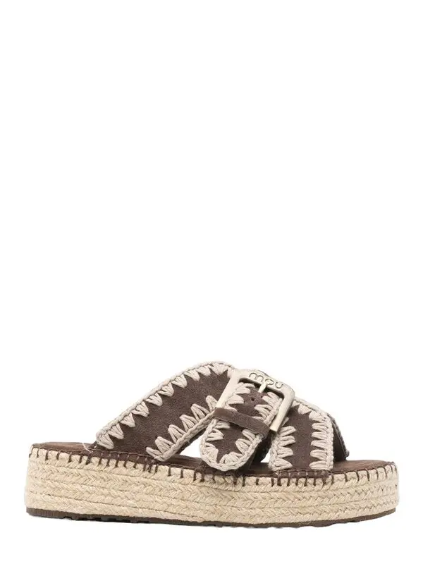Mou Platform Sole Buckled Sandals - Brown