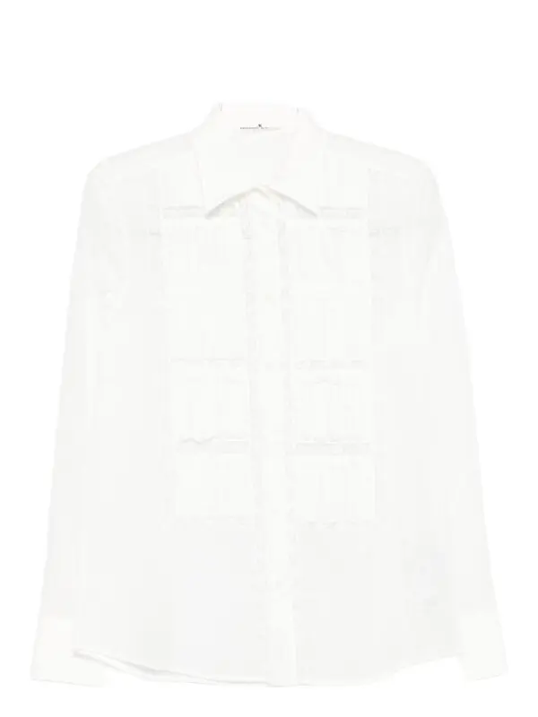 Ermanno Scervino Cotton Shirt With Lace Trim - Bianco