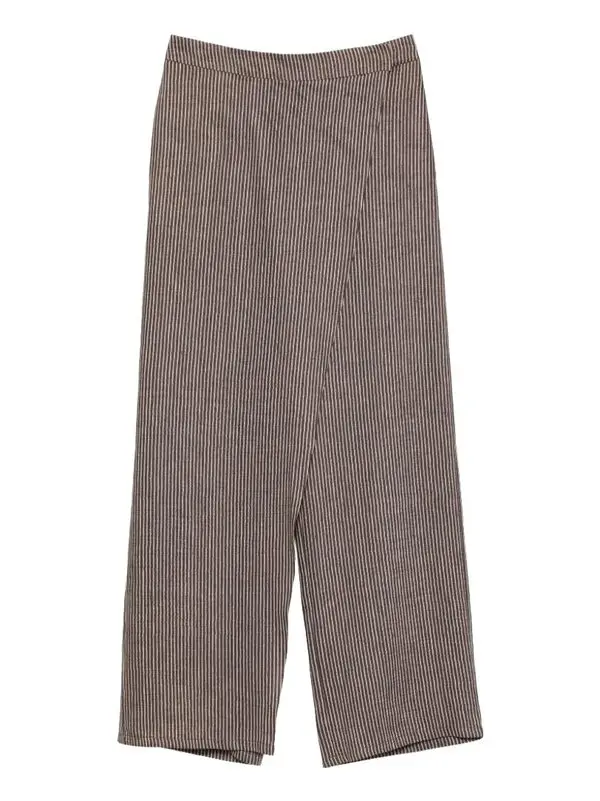 ALYSI Wide Leg Striped Trousers - Marrone