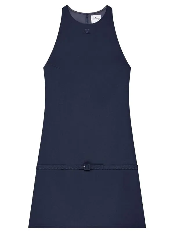 COURREGES A-line Mini Dress With Belted Waist - Blu