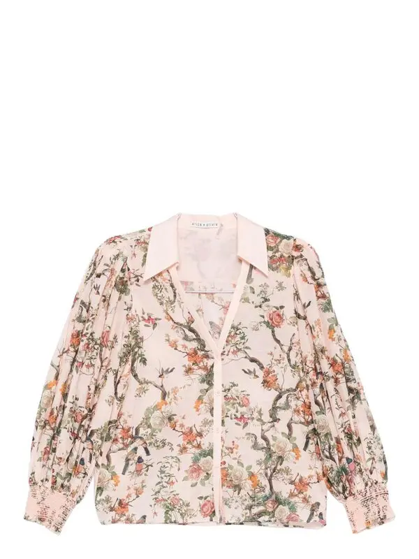 Alice + Olivia Charis Printed Puff Sleeve Blouse - Rosa