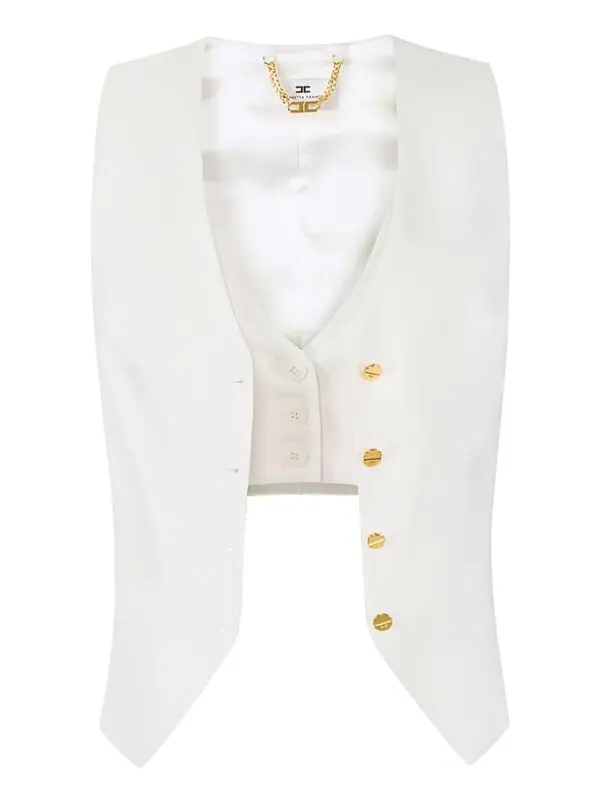 Elisabetta Franchi Linen Blend Vest - Ivory