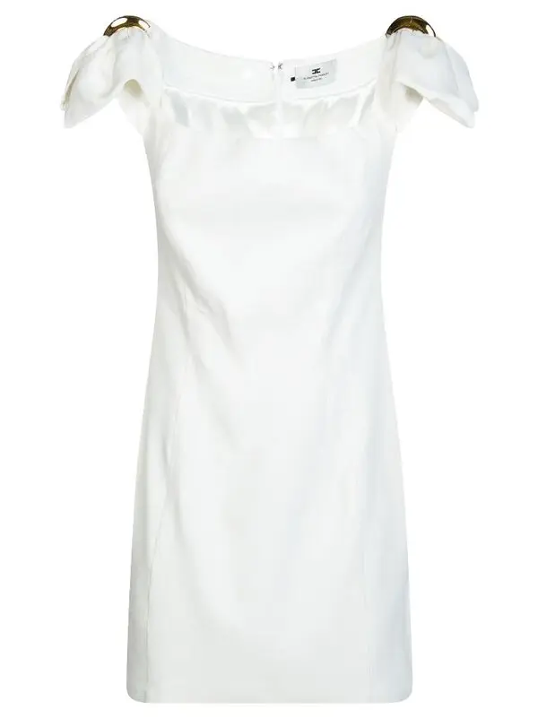 Elisabetta Franchi Off-shoulder Mini Dress With Ring Hardware - Ivory