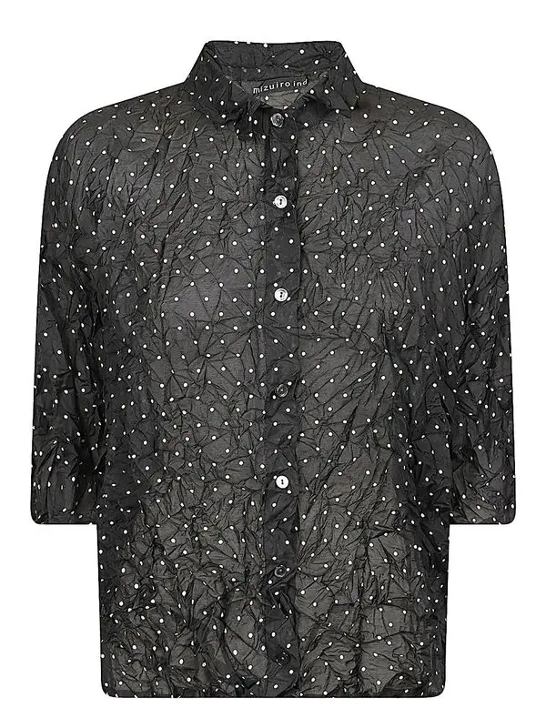 MIZUIRO Ind. Polka Dot Washer Finish Shirt - Nero