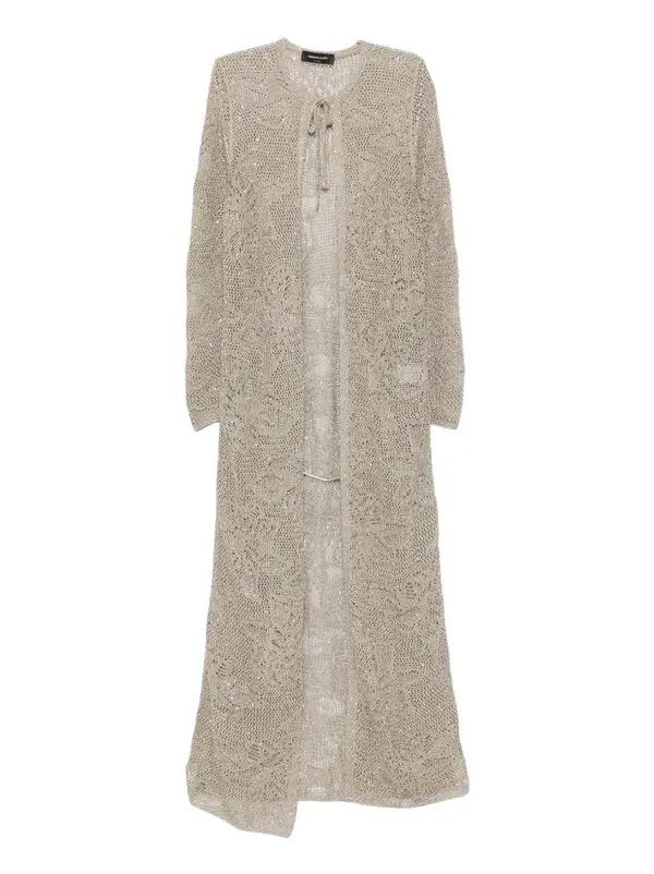 Fabiana Filippi Tie Detail Long Cardigan - Kaki