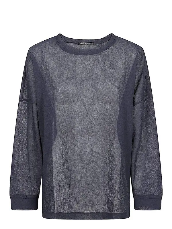 MIZUIRO Mizuiroind Crewneck Sweater With Asymmetrical Hem - Blu