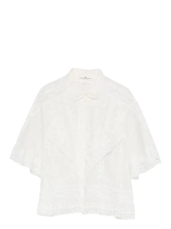 Ermanno Scervino Cotton And Silk Embroidered Shirt - Bianco