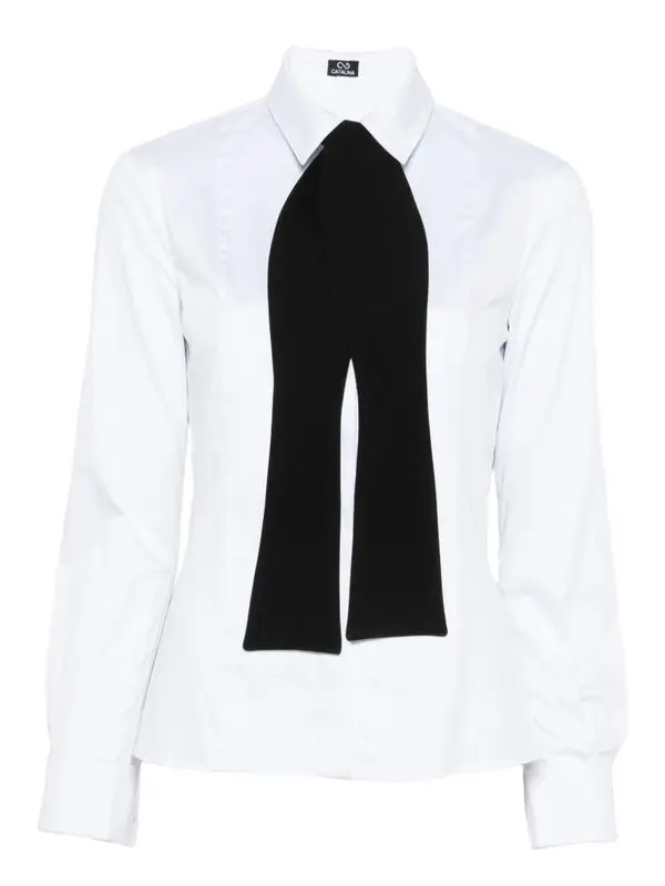 CATALINA White Classic Collar Shirt With Concealed Front Fastening - Bianco