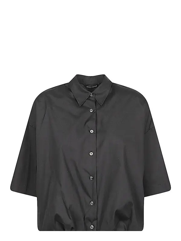 MIZUIRO Name Cotton Shirt With Balloon Silhouette - Nero